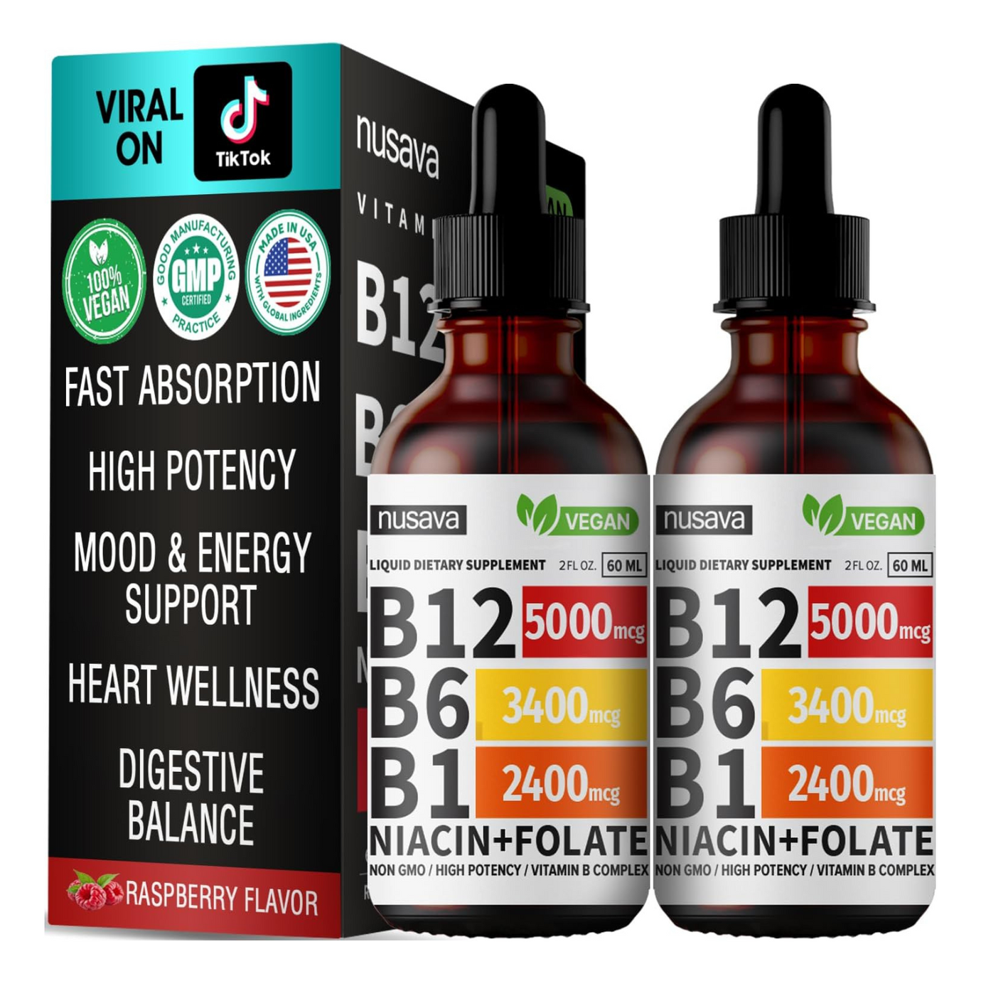 Vitamin B12 and B6 Liquid Drops, B12 Sublingual Vitamin B Complex - B ...